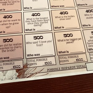 Boho Bridal Shower Jeopardy Printable Wedding Game Flowers Hen Do ...