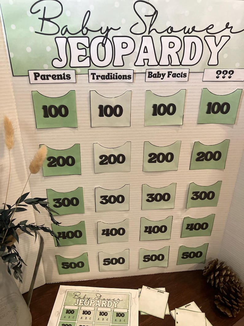 Baby Shower Jeopardy Printable | Mother to Be Game Boho Entertainment ...