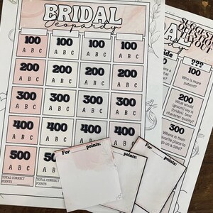 Bridal Shower Jeopardy Printable Game Hen Do Entertainment Questions ...