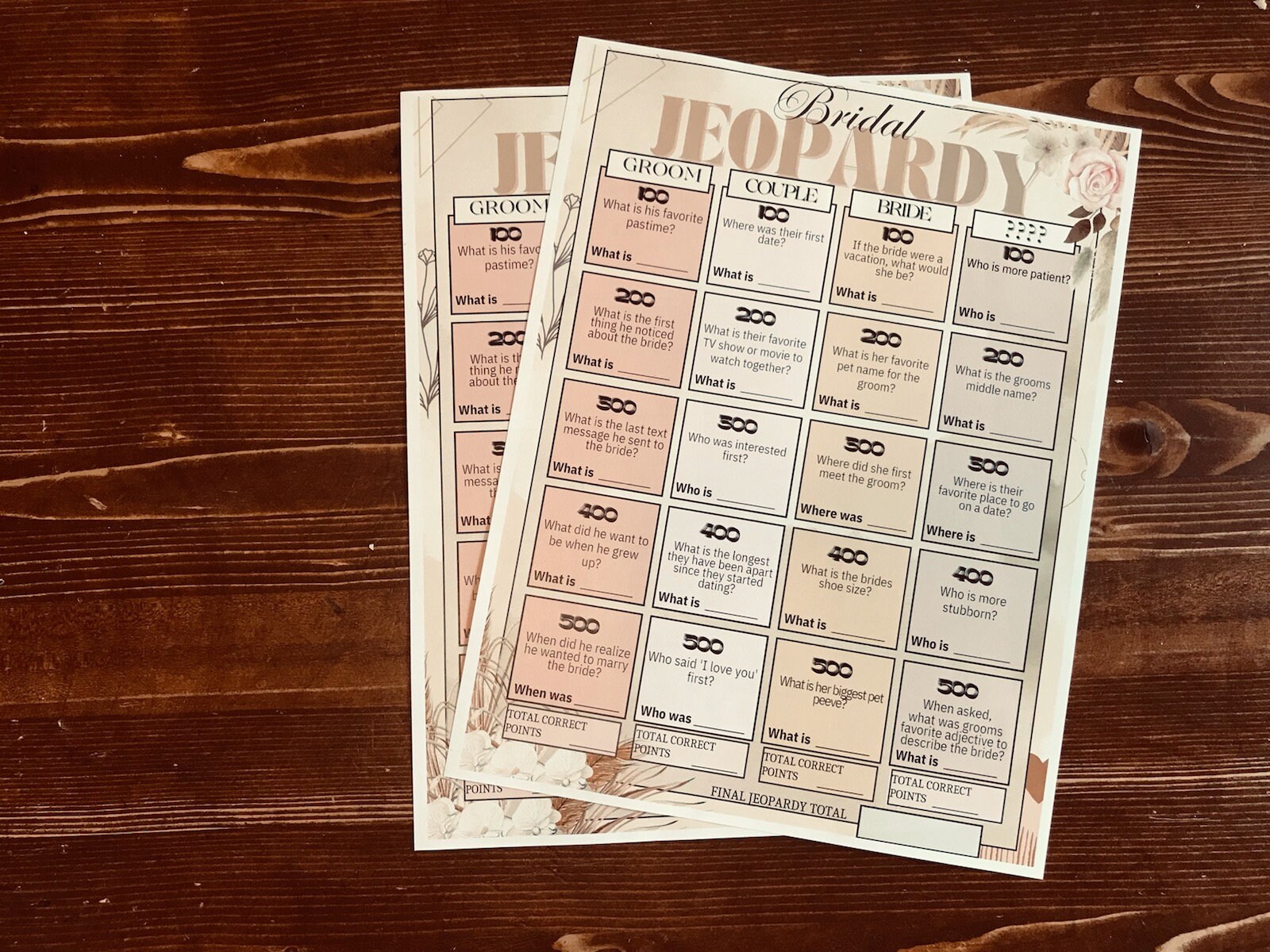 Boho Bridal Shower Jeopardy Printable Wedding Game Flowers Hen Do ...