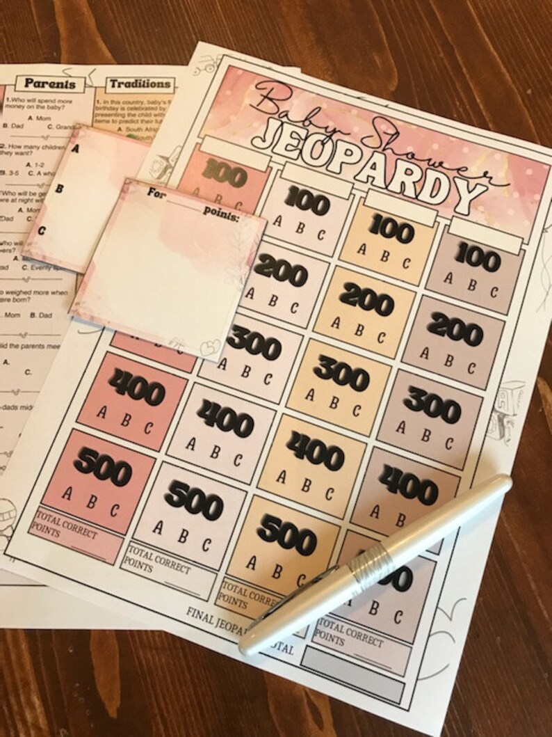 Baby Shower Jeopardy Printable | Mother to Be Game Boho Entertainment ...