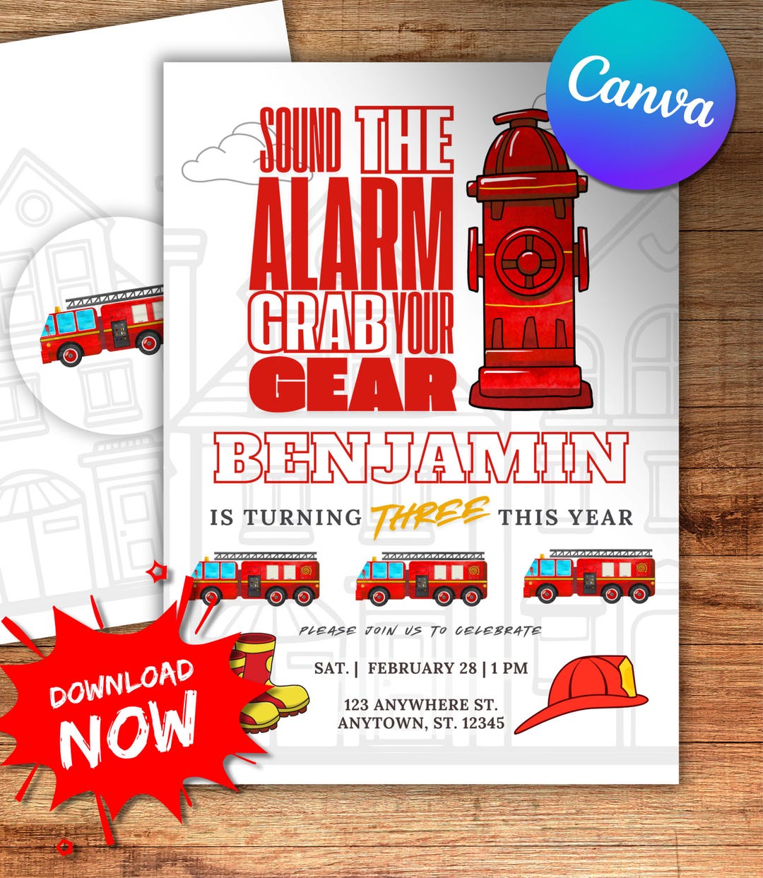 Editable Birthday Invitation Template Printable Invite Sound the Alarm ...