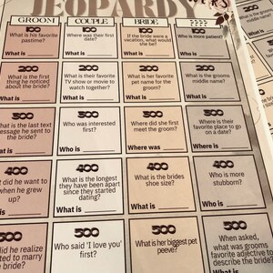 Boho Bridal Shower Jeopardy Printable Wedding Game Flowers Hen Do ...