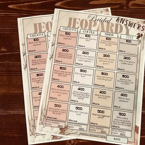 Boho Bridal Shower Jeopardy Printable Wedding Game Flowers Hen Do ...