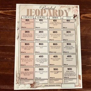 Boho Bridal Shower Jeopardy Printable Wedding Game Flowers Hen Do ...