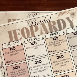 Boho Bridal Shower Jeopardy Printable Wedding Game Flowers Hen Do ...