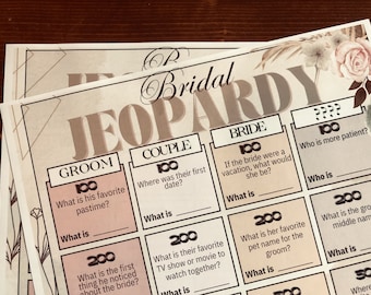 Bridal Shower Jeopardy Printable Game Hen Do Entertainment Questions ...