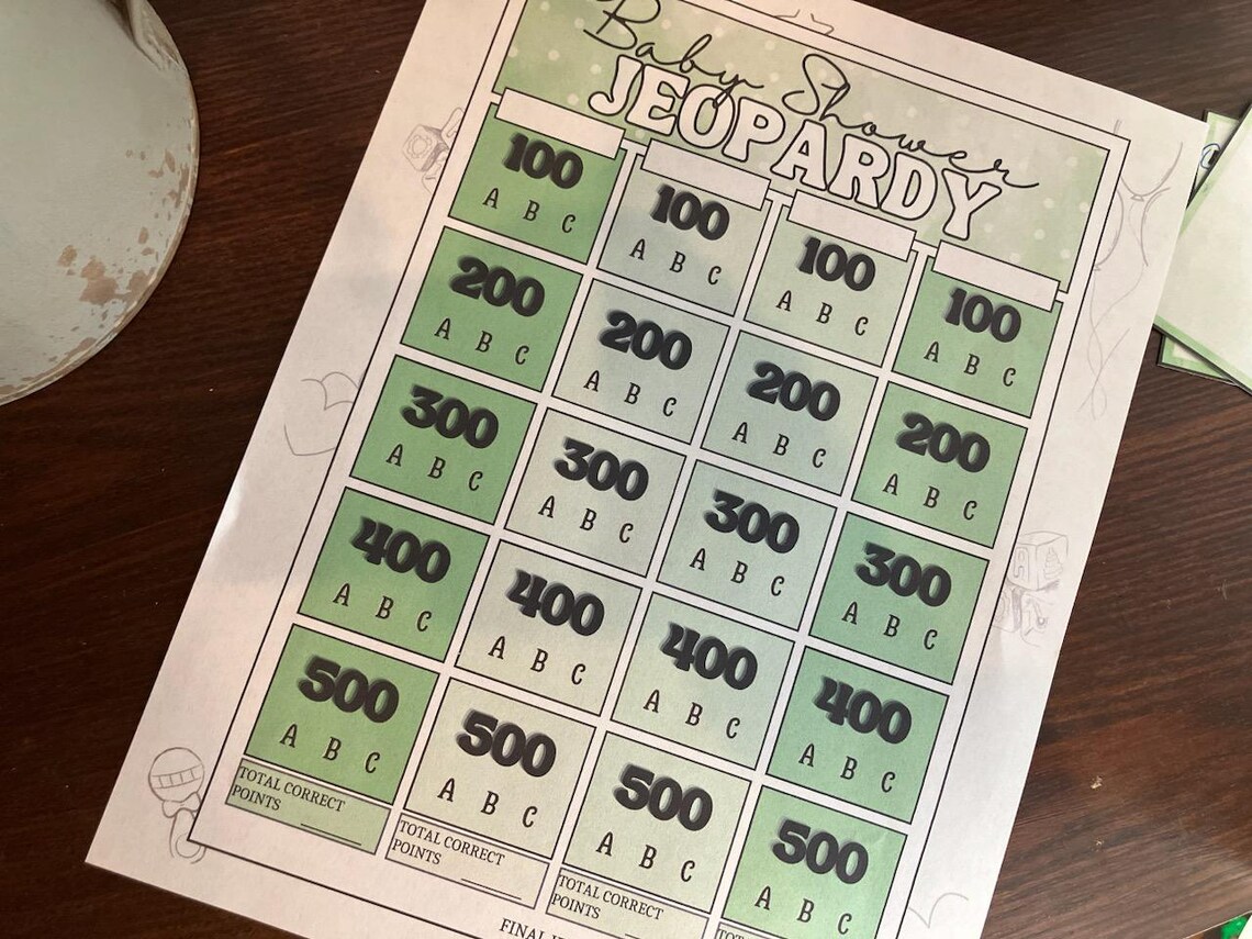 Baby Shower Jeopardy Printable | Mother to Be Game Boho Entertainment ...