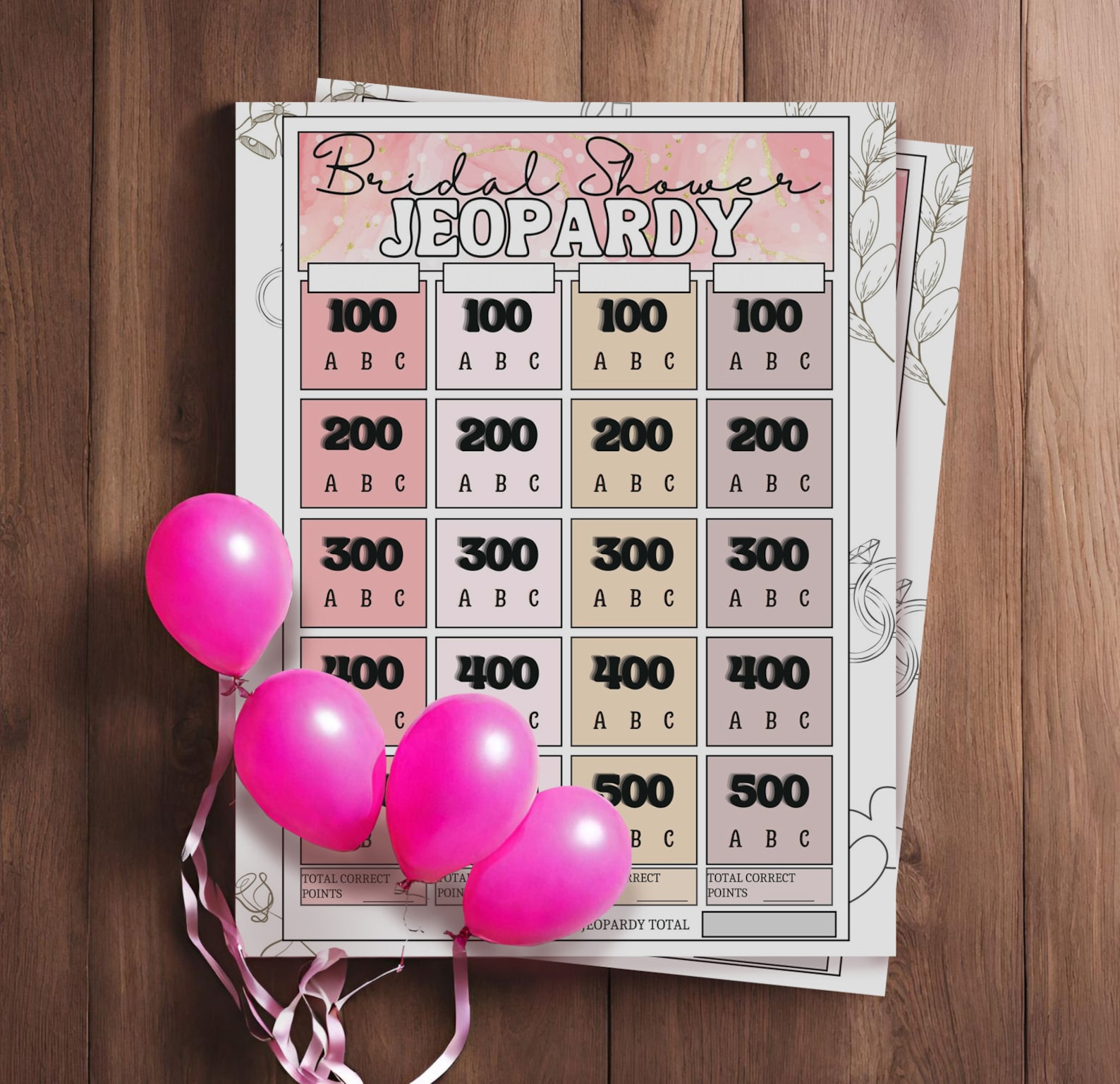 Bridal Shower Jeopardy Printable Game Hen Do Entertainment Questions ...