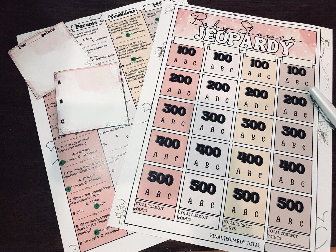 Baby Shower Jeopardy Printable | Mother to Be Game Boho Entertainment ...