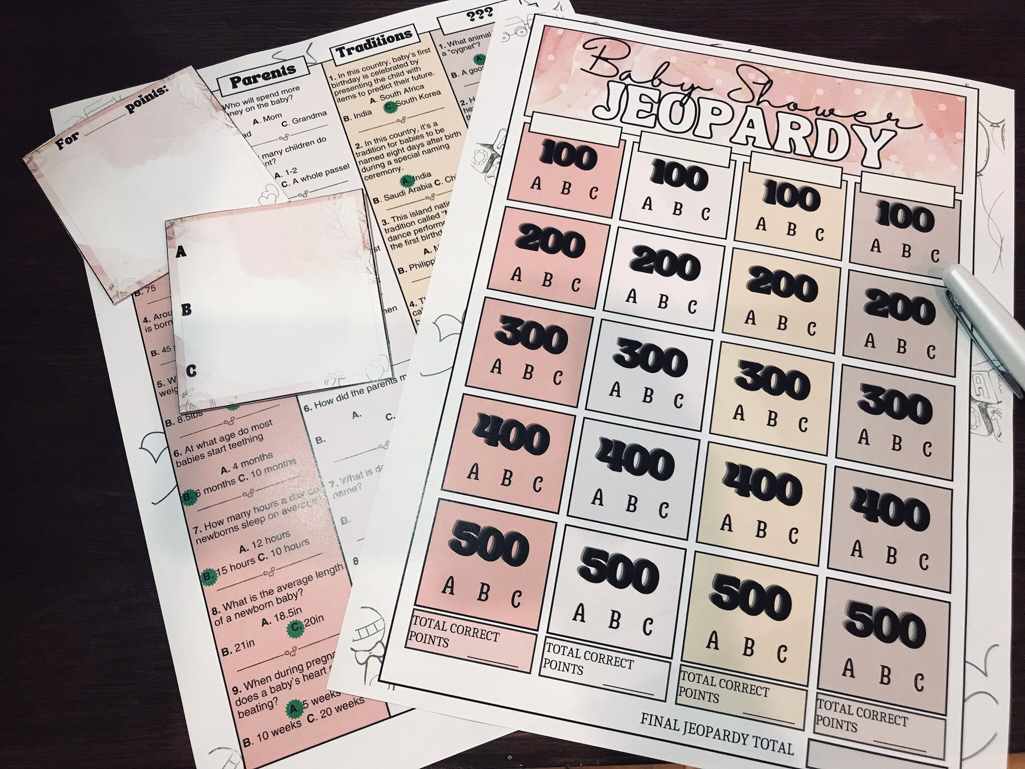 Baby Shower Jeopardy Printable | Mother to Be Game Boho Entertainment ...