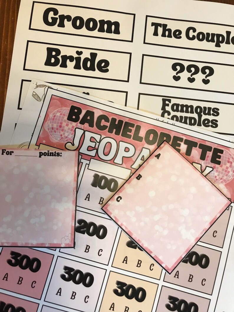 Bachelorette Jeopardy Printable Game Hen Do Entertainment Questions ...
