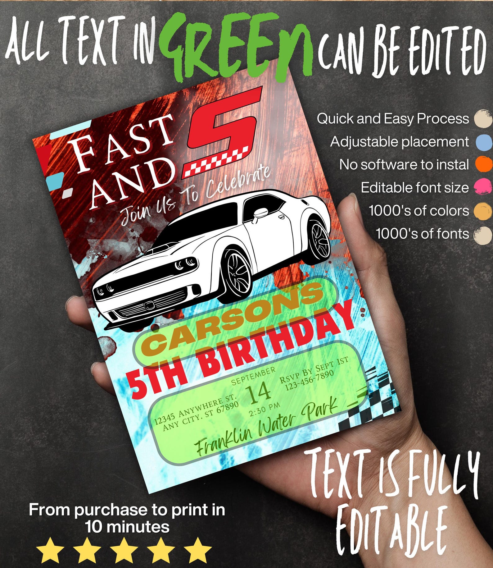 Fast and Five Editable Birthday Invitation Template Printable Invite ...