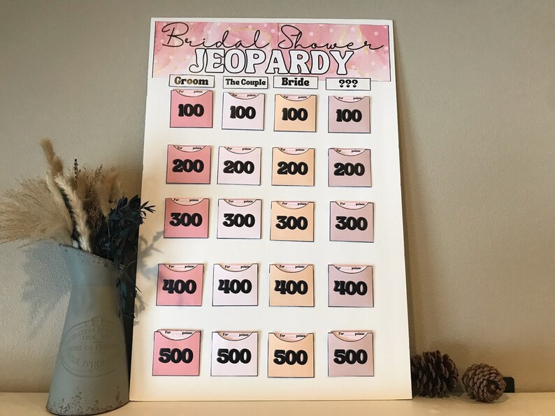 Bridal Shower Jeopardy Printable Game Hen Do Entertainment Questions ...