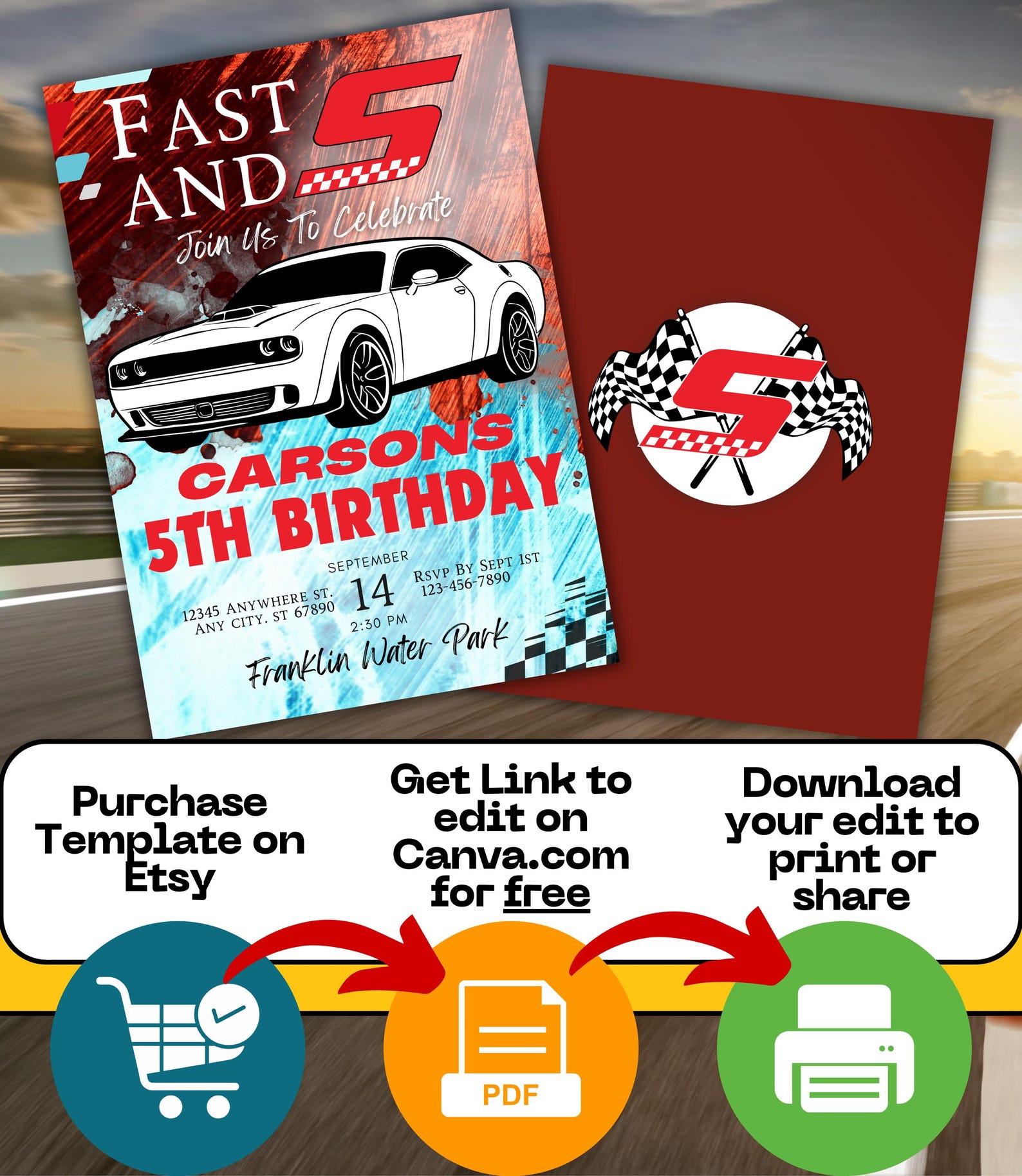 Fast and Five Editable Birthday Invitation Template Printable Invite ...