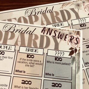 Boho Bridal Shower Jeopardy Printable Wedding Game Flowers Hen Do ...