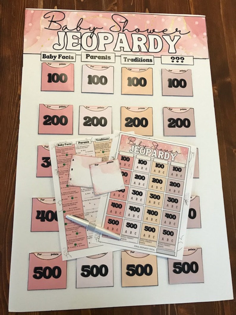 Baby Shower Jeopardy Printable | Mother to Be Game Boho Entertainment ...