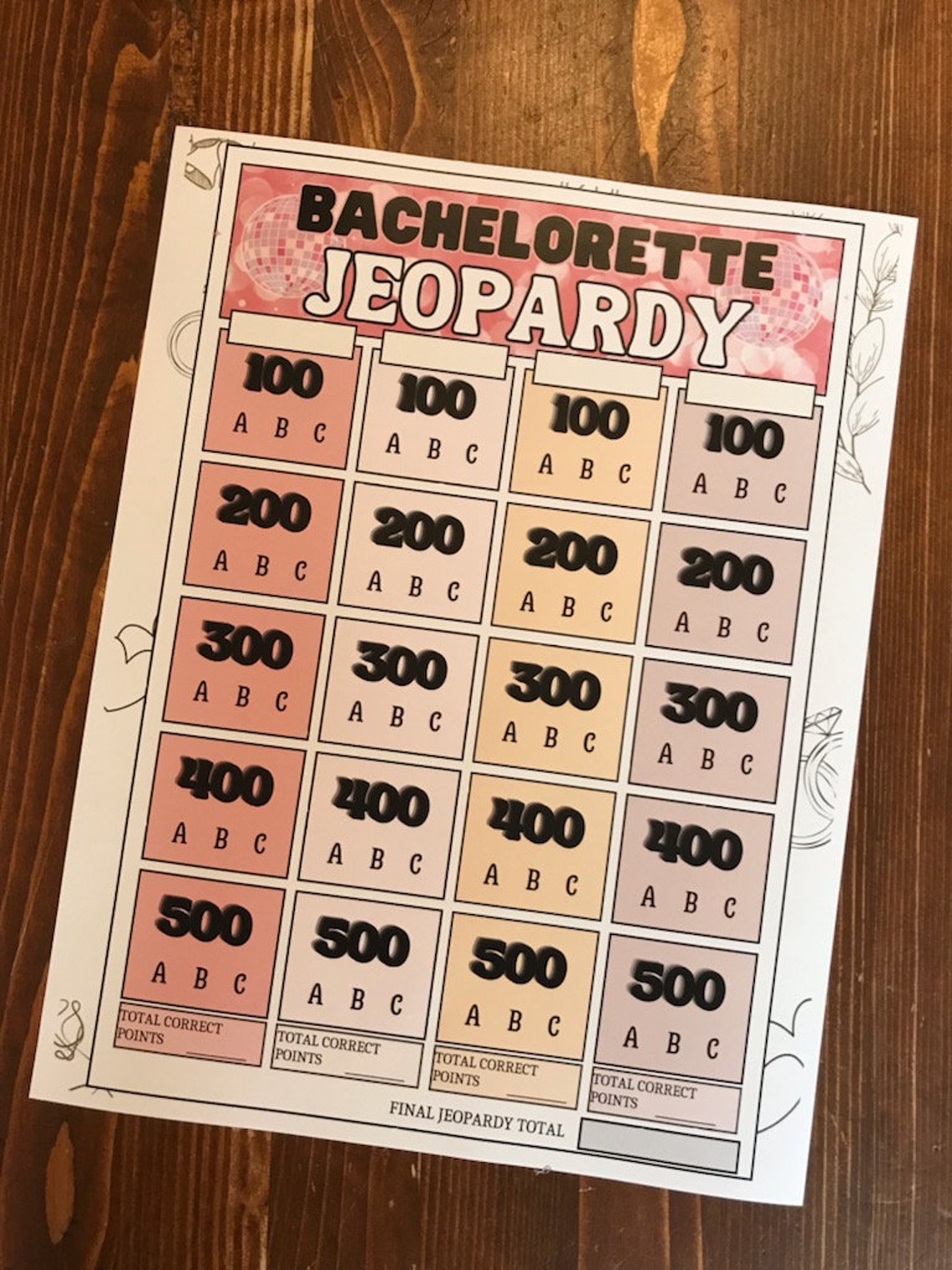 Bachelorette Jeopardy Printable Game Hen Do Entertainment Questions ...