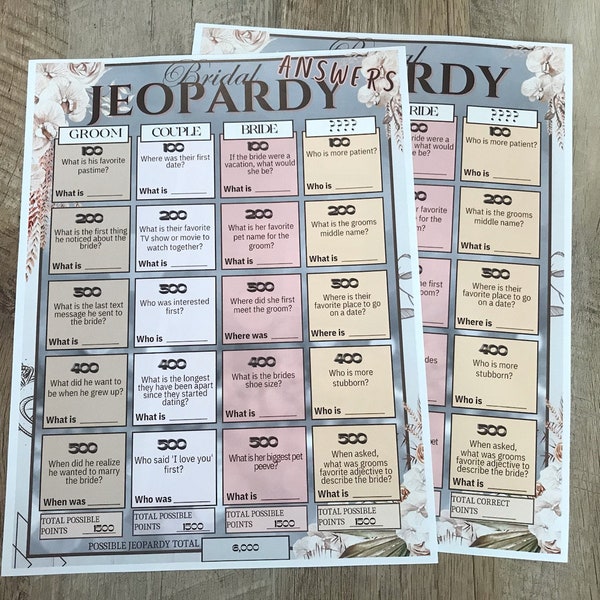 Bride Hen Do Questions - Etsy