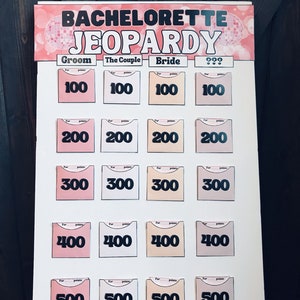Bachelorette Jeopardy Printable Game Hen Do Entertainment Questions ...