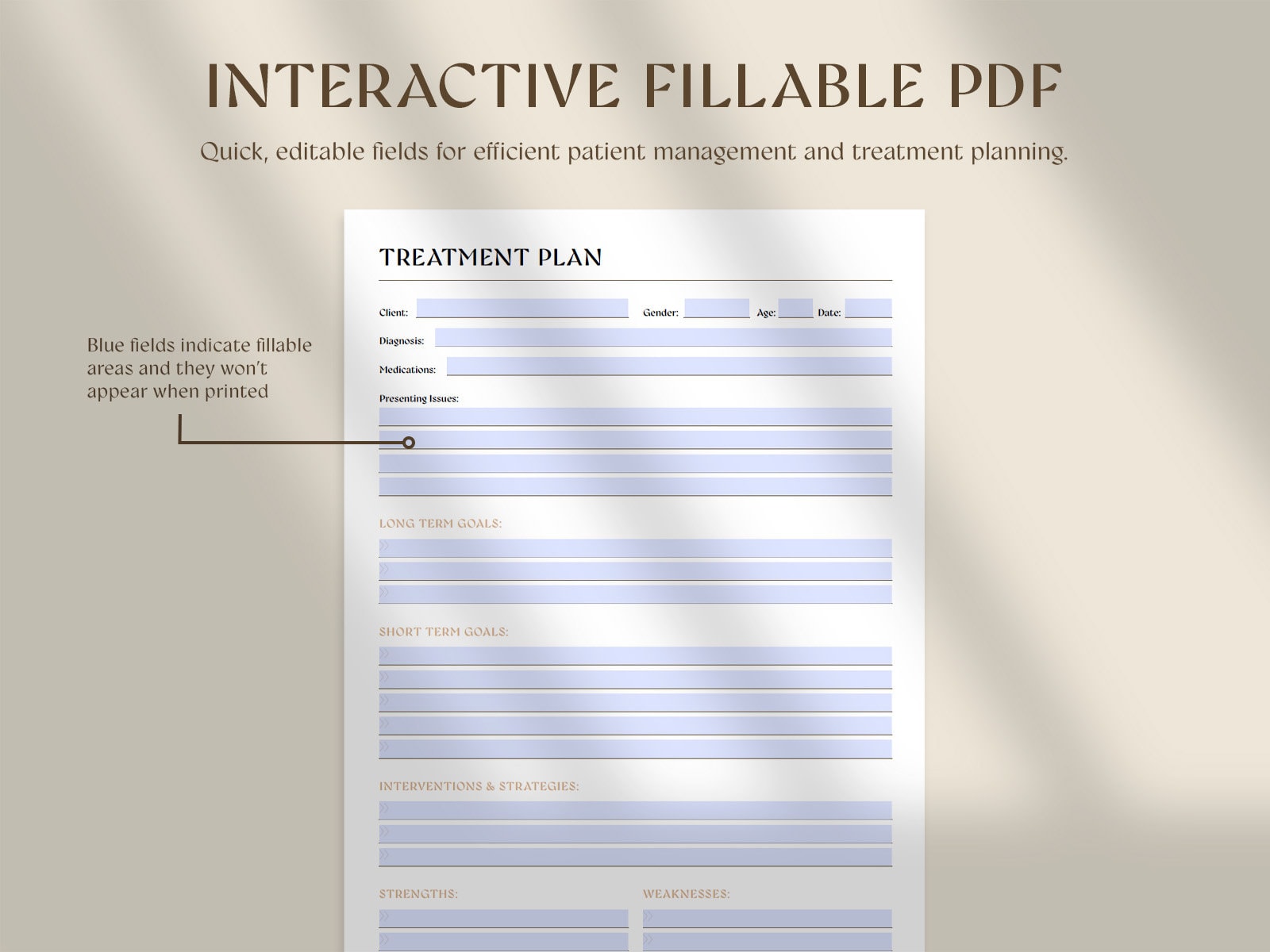 Treatment Plan Template | Therapist Note Sheets | Mental Health ...