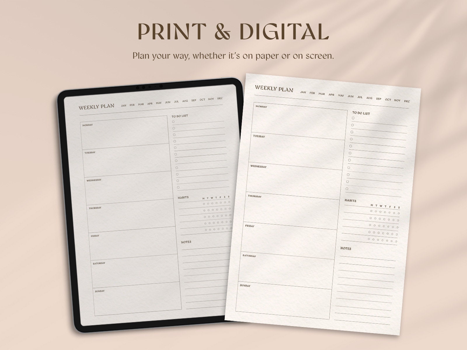 Weekly Planner Undated | Printable to Do List | Digital Planner ...