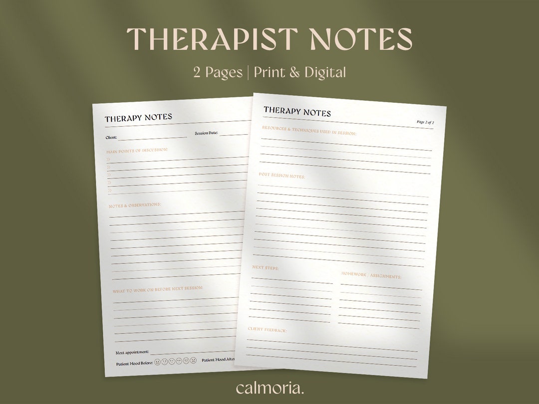 Therapist Notes Template | Therapist Note Sheets | Therapy Notes ...