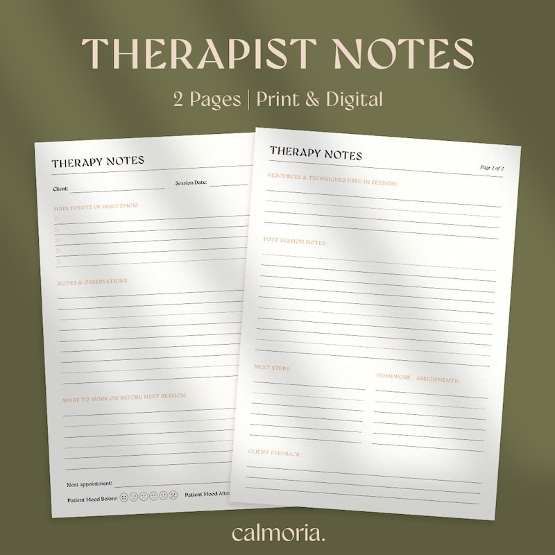 Therapy Notes - Etsy