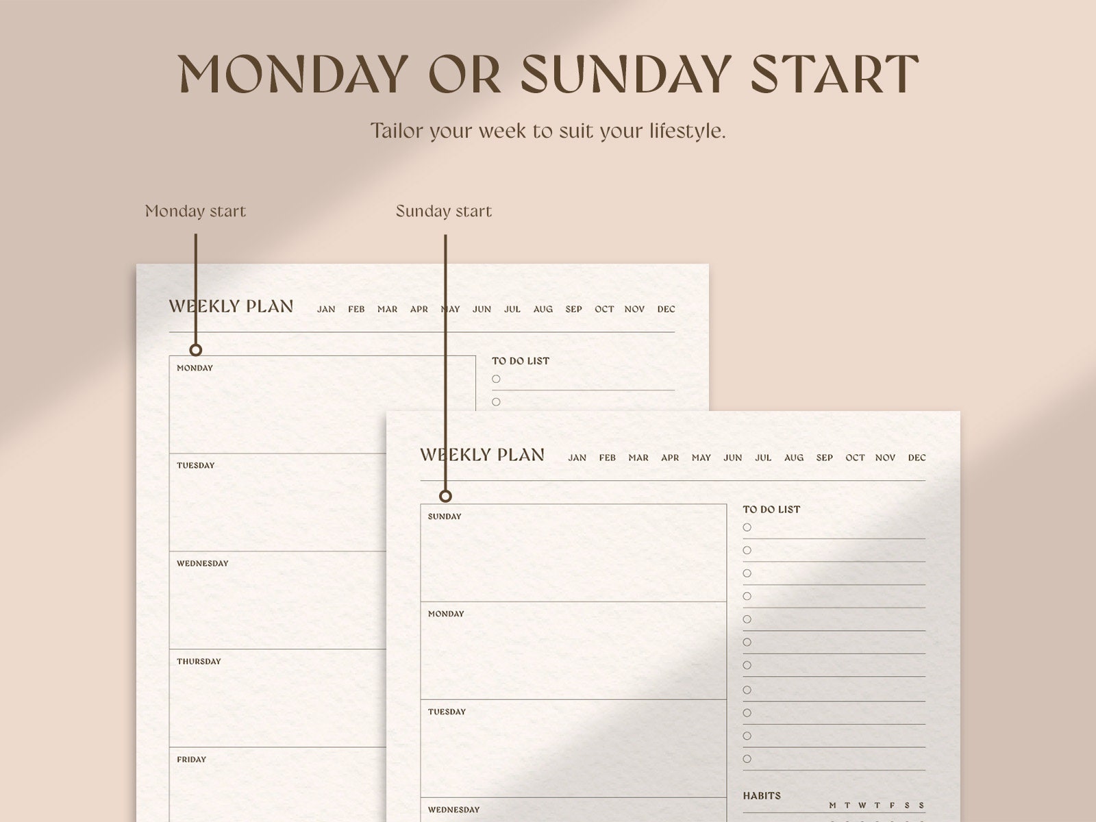 Weekly Planner Undated | Printable to Do List | Digital Planner ...