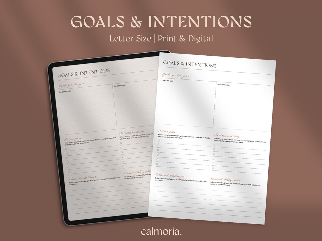Goal Planner | Goal Setting Digital Planner Template | Intention ...