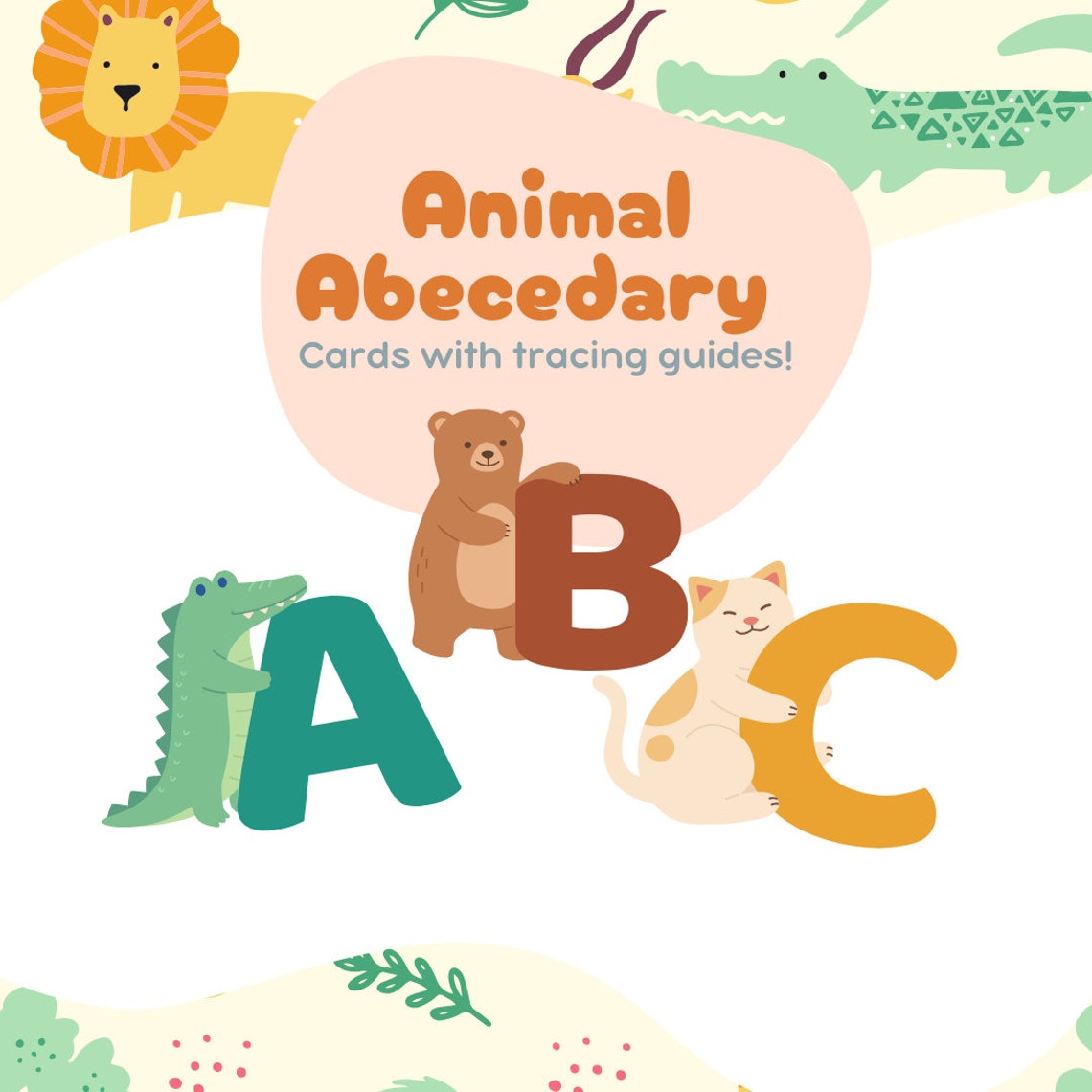 Printable Animal Alphabet With Tracing Guides, Alphabet Guide for ...