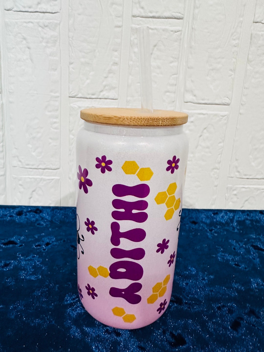 16oz Libby Glass Can, Gradient Ombre Pink Glass Can, Gifts for Girls ...