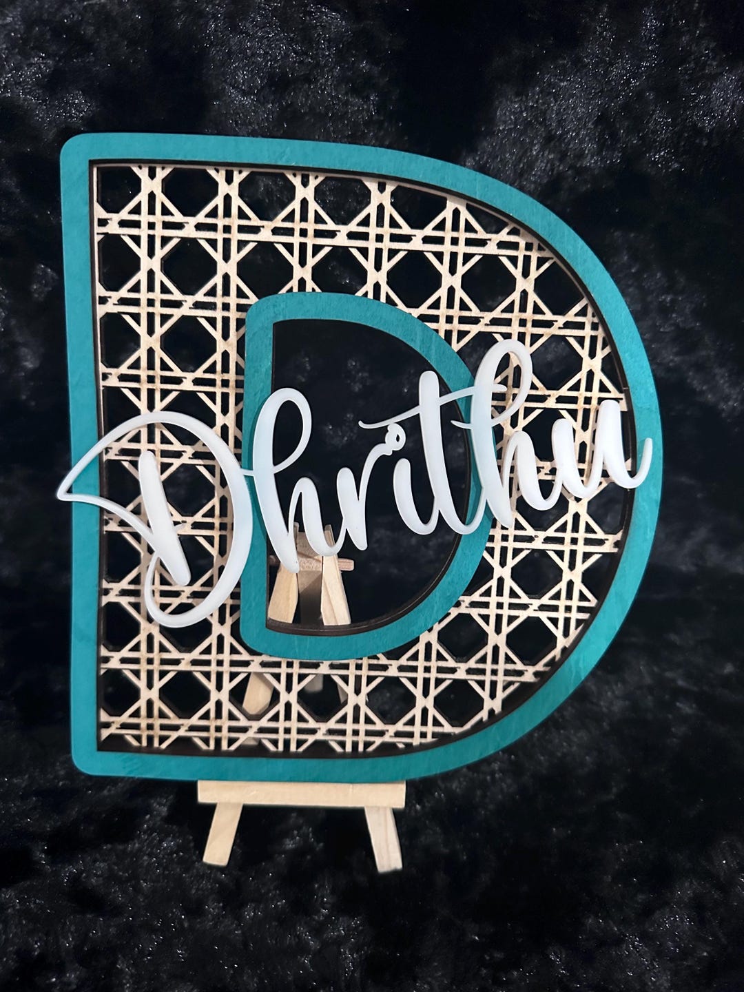 Wooden Name Sign, Rattan Name Alphabet, Rattan Monogram, Rattan ...