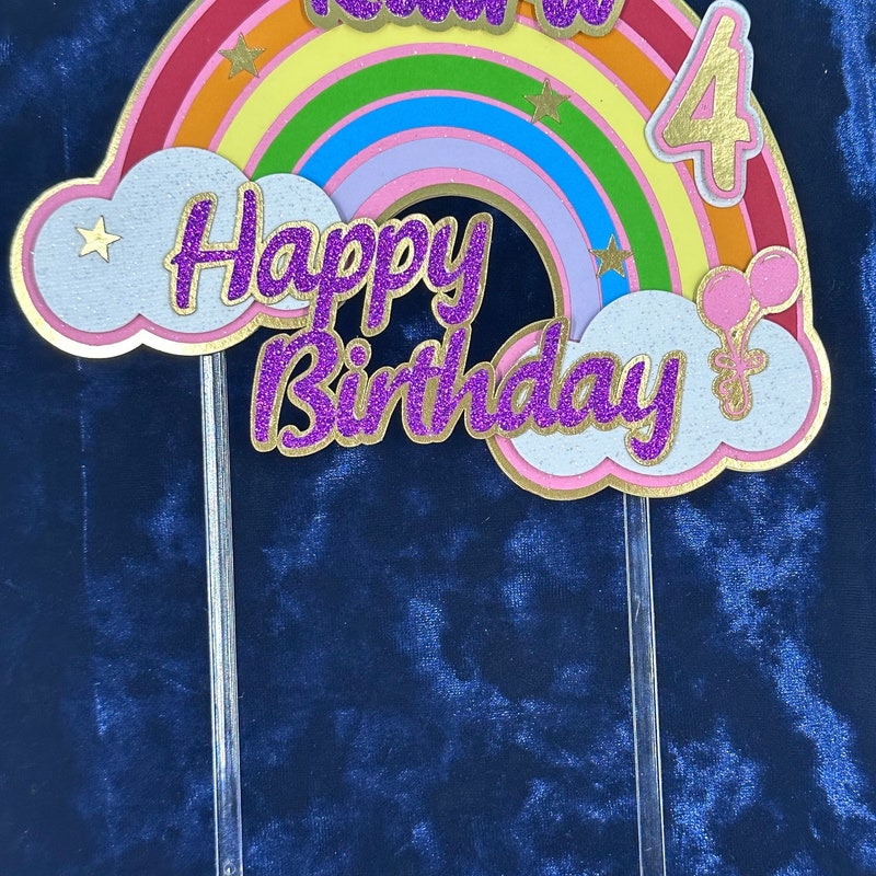 Rainbow Cake Topper - Etsy