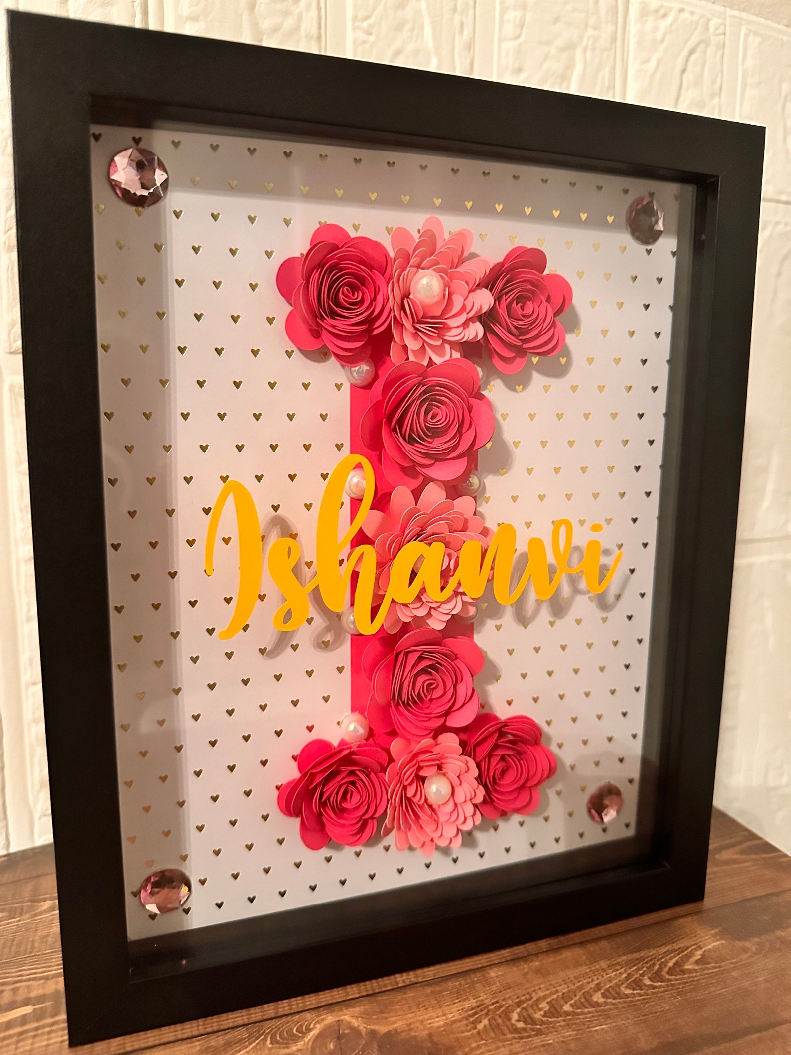 Personalised Initial Shadow Box, Custom Shadow Box, Paper Flower Shadow ...