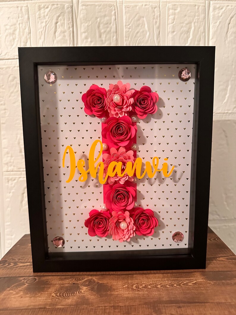 Personalized Paper Flower Initial Shadow Box: Custom Wall Decor - Etsy