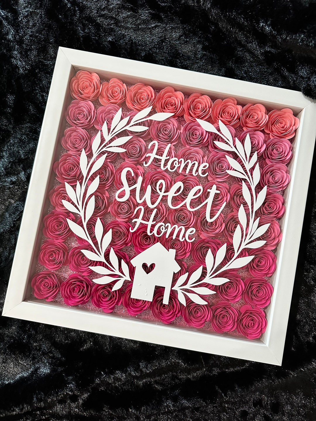 Home Shadow Box, Housewarming Gifts, Shadow Box, Paperflowers Shadow ...