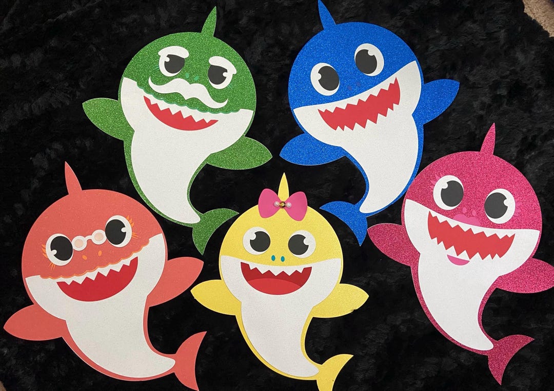 Baby Shark Family Cutouts, Baby Shark Backdrop Cutouts, Baby Shark ...