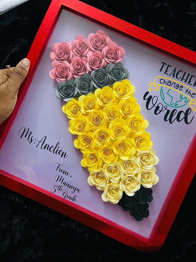 Pencil Paper Flower Shadow Box: Teacher Appreciation Gift - Etsy