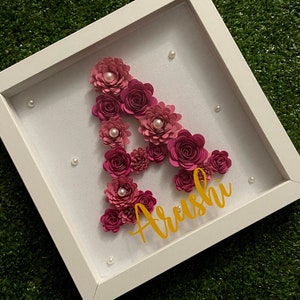 Personalized Paper Flower Initial Shadow Box: Custom Wall Decor - Etsy