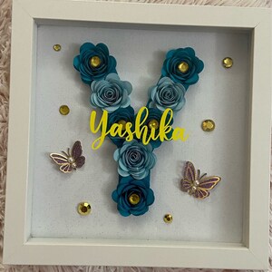 Personalised Initial Shadow Box, Custom Shadow Box, Paper Flower Shadow Box, Shadowbox, Return ...