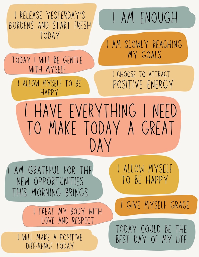 Daily Affirmations Poster Etsy 