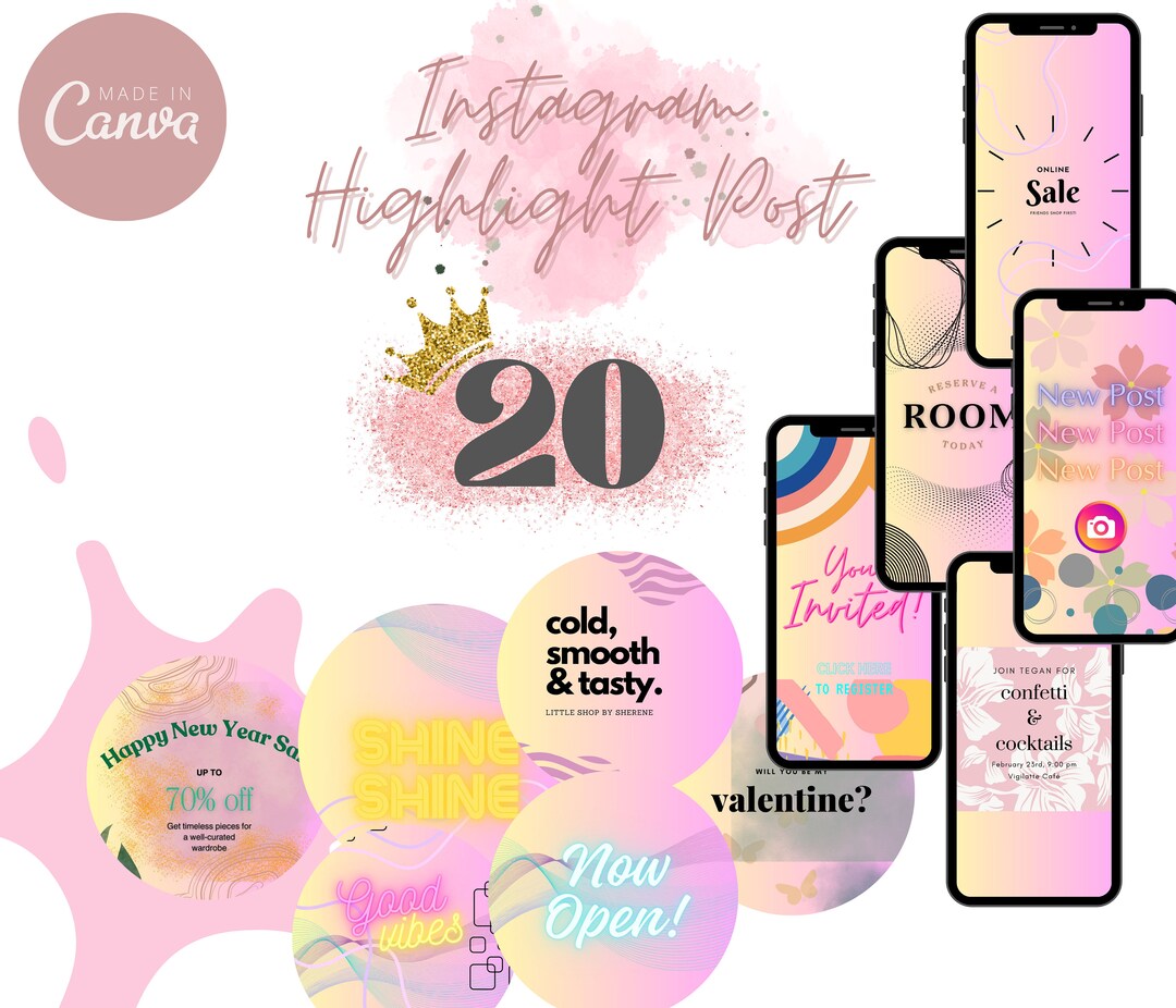 20 Editable Instagram Highlight Covers, Aesthetic Instagram Story ...