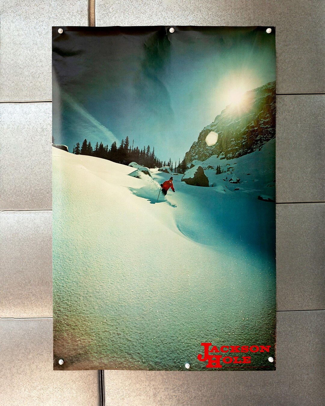 70s / 80s Jackson Hole Wyoming Ski Poster Offset Lithograph Print Snow ...