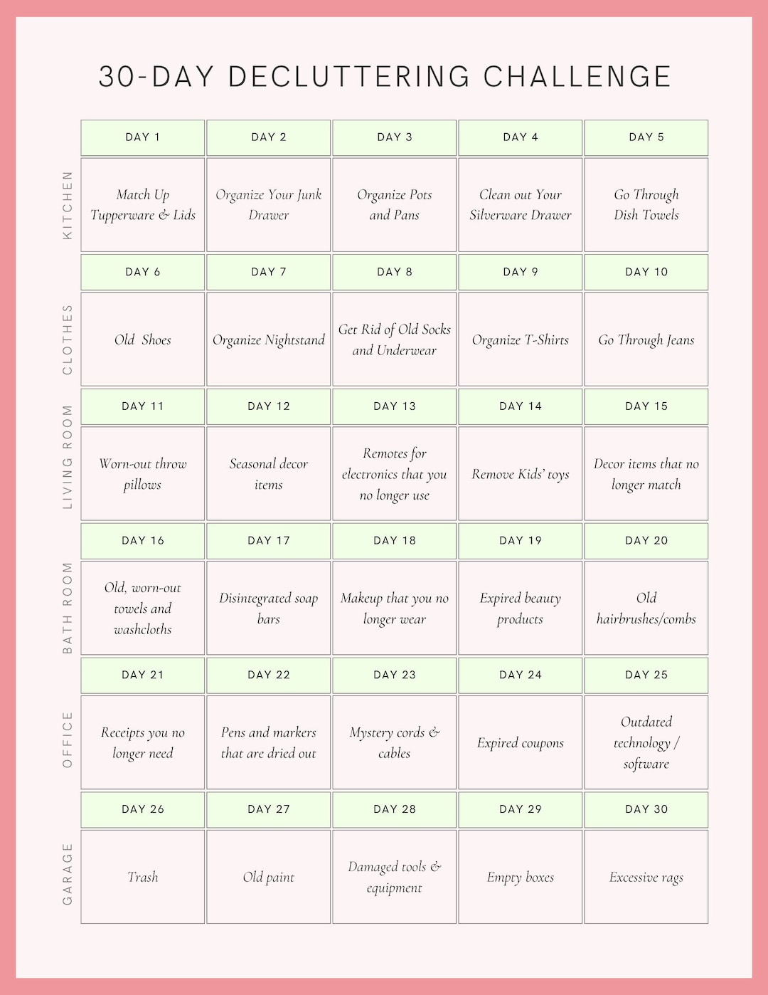 Minimalist Printable 30-day Declutter Challenge Planner - Instant ...