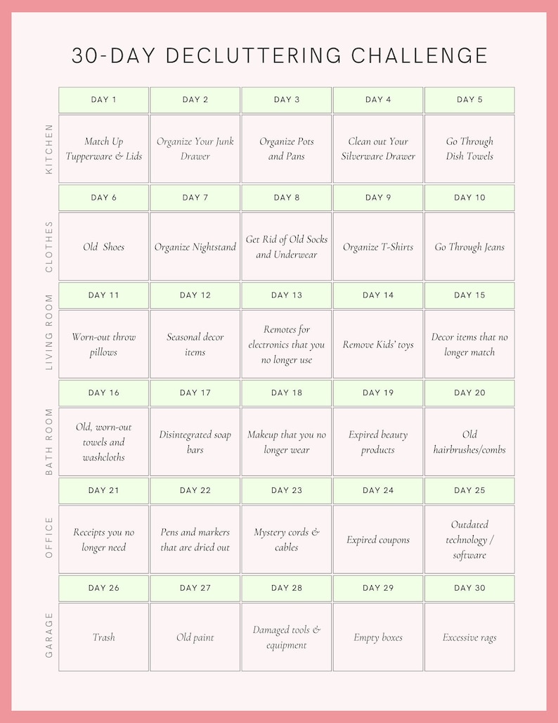 Minimalist Printable 30-day Declutter Challenge Planner - Instant ...