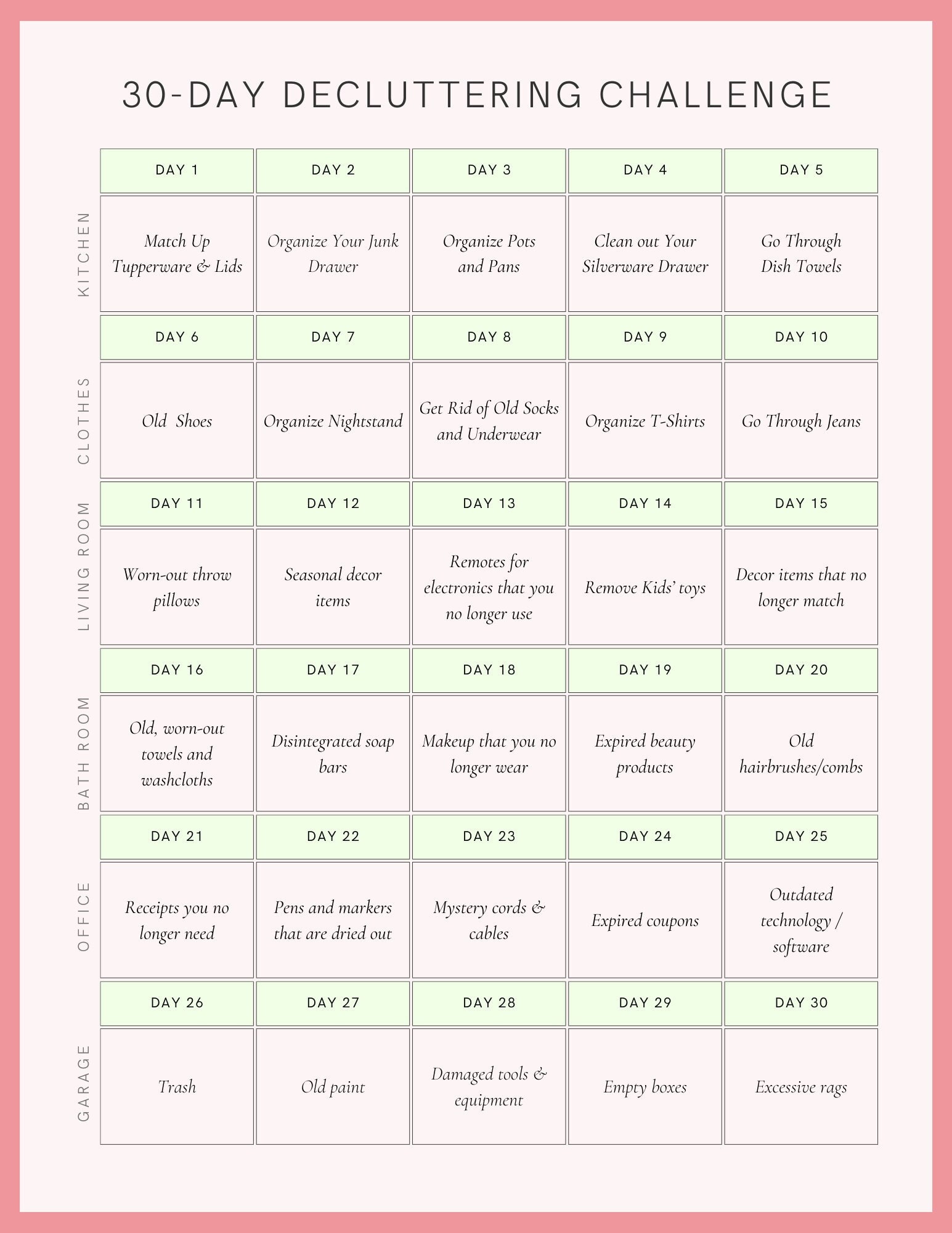 Minimalist Printable 30-day Declutter Challenge Planner - Instant ...