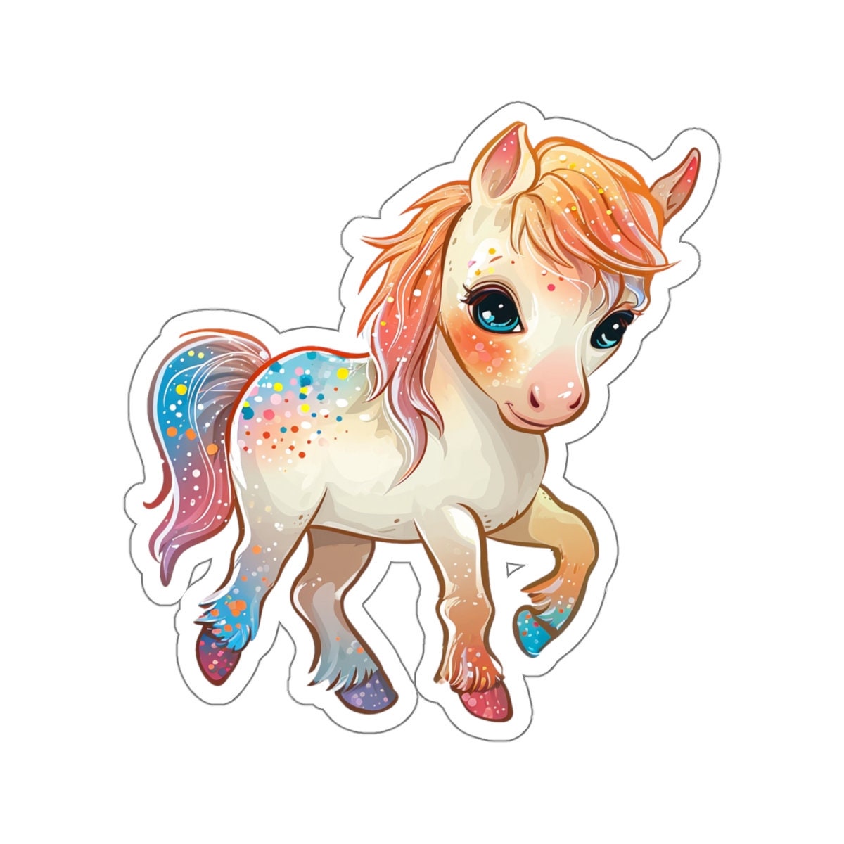 Cute Rainbow Horse Sticker, Pony Sticker, Planner Sticker, Horse Pony ...