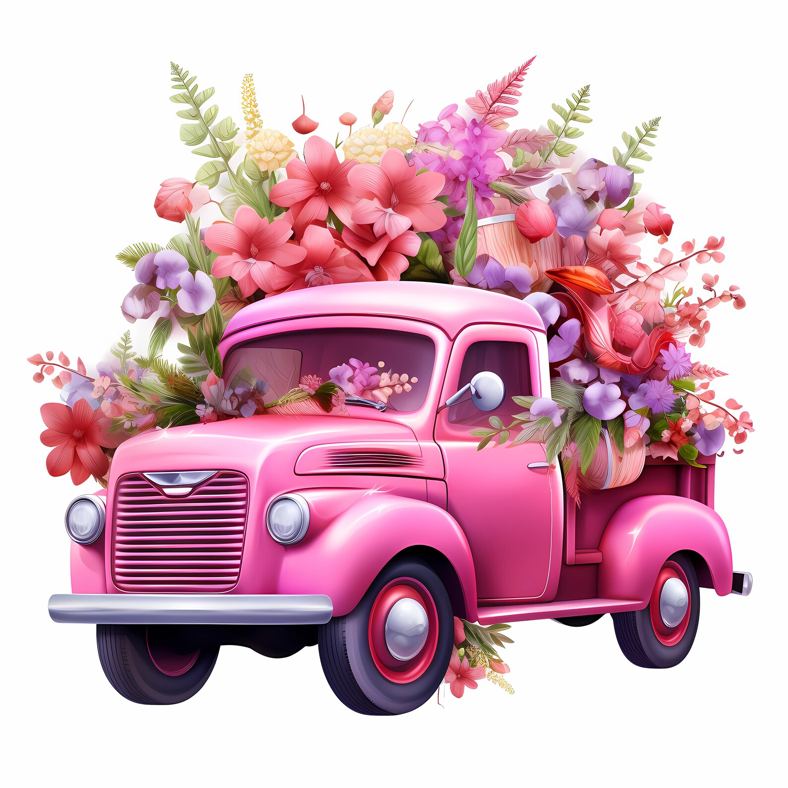 Pink Valentines Day Truck PNG, Valentine's Day Love Truck Png, Happy ...