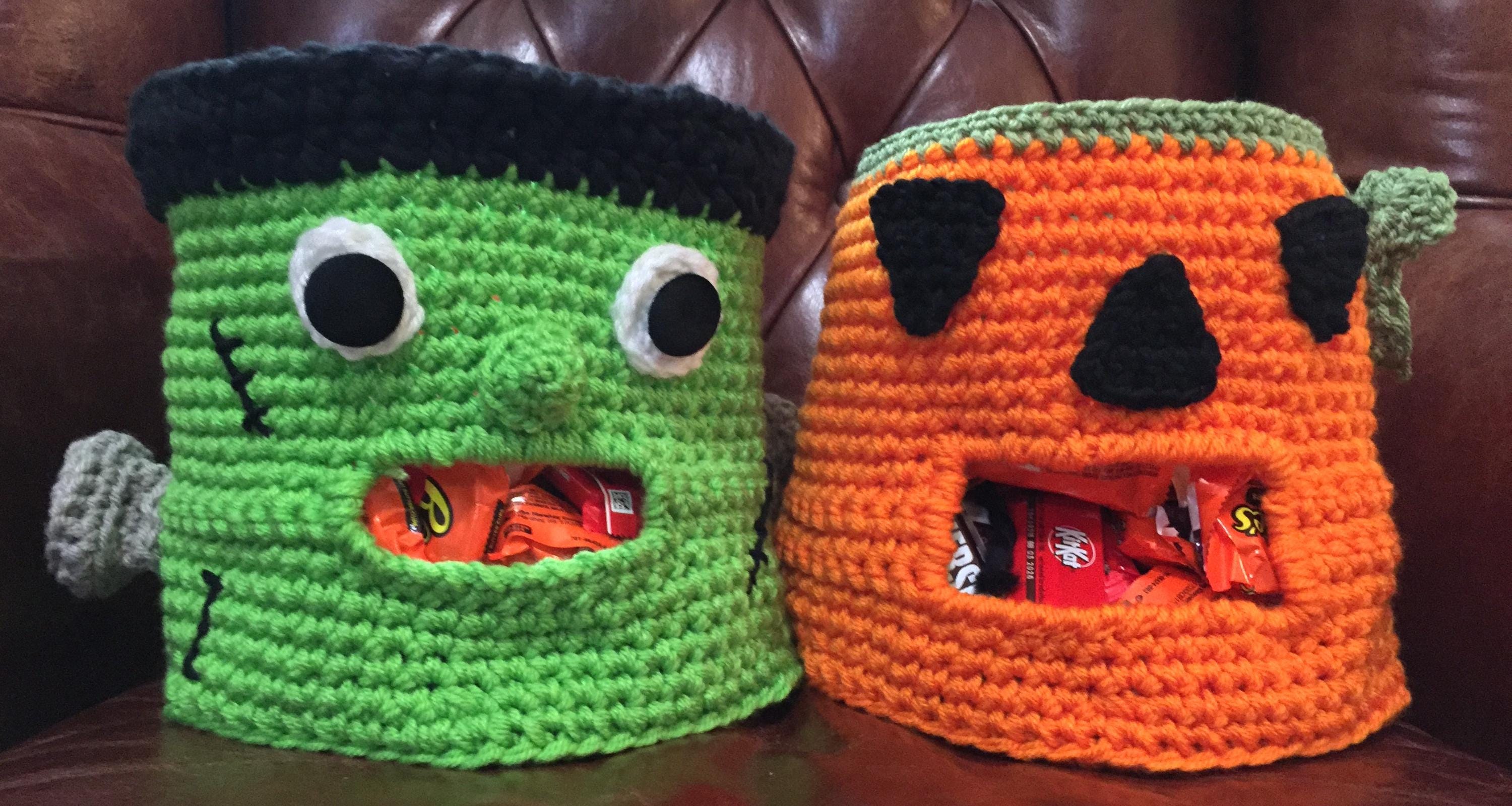 Crochet Pattern Pumpkin and Frankenstein Candy Bowl - Etsy